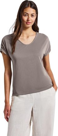 Street One Damen 3227742 Silk-Look Shirt mit Raffung, Dark Tumbled beige, 42