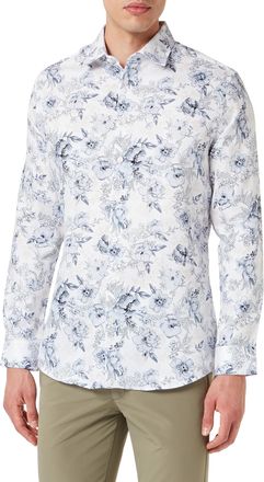 Selected SELETED HOMME Herren SLHSLIMSOHO-Ethan Shirt LS NOOS Hemd, Bright White/AOP:Big AOP, M