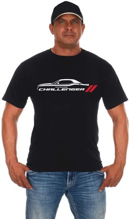 JH Design Group Herren T-Shirt Dodge Challenger Car, kurz&auml;rmlig, Rundhalsausschnitt, Schwarz - Schwarz - 2X