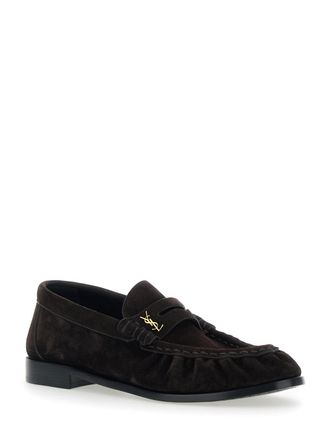 Saint Laurent Womens Loafers Le Loafer Brown Suede