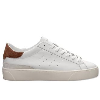 D.A.T.E. Baskets Homme Sonica en Cuir Blanc et Suede Cognac - SONICA M 441-SO-CA-WI - Taille 40, Blanc, 40 EU