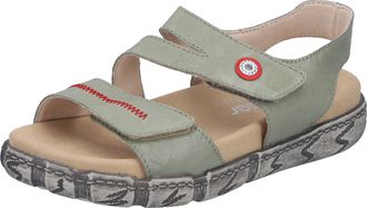 Rieker Sandale RIEKER, Damen, Gr. 39, schilfgr&uuml;n, Glattleder, unifarben, Basic, Schuhe Sandale, Sommerschuh, Klettsandale mit Ziernaht
