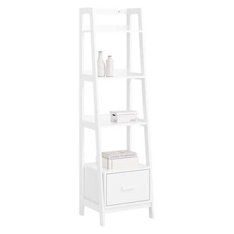 SoBuy Étagère Style échelle Étagère à Livres Bibliothèque Étagère de Rangement avec étagères et tiroir, 44P x 40l x 160H cm Blanc, FRG116-K-W