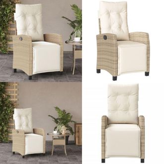 vidaXL Vidaxl - Gartensessel mit Fu&szlig;teil Verstellbar Beige Poly Rattan - Gartenstuhl - Relaxsessel - Polyrattan Sessel - Gartenm&ouml;bel - Esszimmer Stuhl