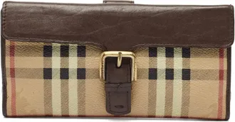 Burberry portefeuille à carreaux - Marron