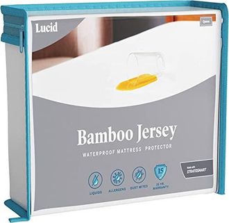 Lucid Matratzenschoner Premium Rayon aus Bambus Jersey - Ultraweich - Wasserdicht - Geräuscharm, 140 x 200 cm