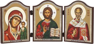 NKlaus GM Von Kazan & Jesus Christus & Hl. Nikolaus - Ikone Triptychon christliche 15918