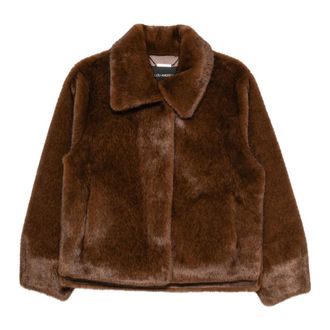 Lou Andr&eacute;a Jacke aus Kunstpelz mit asymmetrischem Saum - - Jackets - Damen - Braun - M