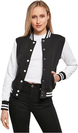 Build Your Brand Femme Ladies Sweat College Jacket Support abdominal, Black White, XL