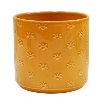 Ivyline Pflanzgef&auml;&szlig;, Steingut, gelbe Biene, 13,5 x 12,5 cm