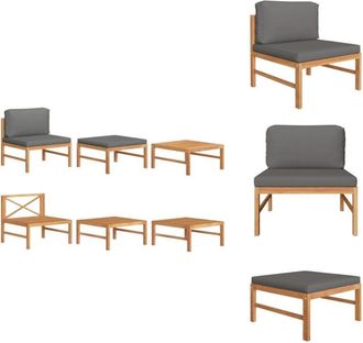vidaXL 3-tlg. Garten-Lounge-Set mit Dunkelgrauen Kissen Teakholz - Gartensessel - Gartenloungeset - Teakholzmöbel - Outdoormöbel - Gartenmöbel