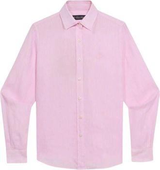 Brooks Brothers Femme, Blouses et Chemises, Rose, Taille: 40 FR Chemise en lin avec logo