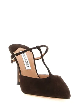 Aquazzura Womens Sorbonne Mule Brown Goat Leather Heels