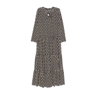Max Mara Gestuftes Kleid mit geometrischem Muster - - Dresses - Damen - Schwarzk - XL