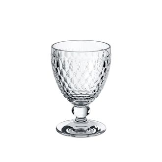 Villeroy & Boch Boston Rotweinglas, klares Kristallglas in Kelch-Form mit geometrischem Rautenrelief, sp&uuml;lmaschinenfest, 200 ml