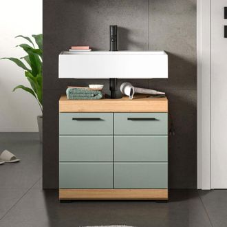 M&S Collection Meuble sous lavabo 2 portes 60x35x56 cm ch&ecirc;ne brun et kaki - OLBO