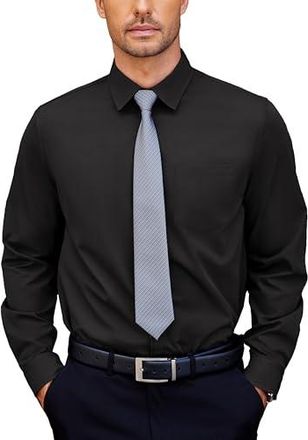 Coofandy Chemises pour Hommes Chemises Habillées Unies à Manches Longues Chemises Décontractées Extensibles Boutonnées élégantes Chemises dété pour Adultes ave