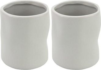 Jean & Len Zahnputzbecher aus robustem Steingut, ideal auch f&uuml;r Make-Up Brushes oder als Stiftehalter geeignet, minimalistisches Design in dezentem beige Ton, 8,