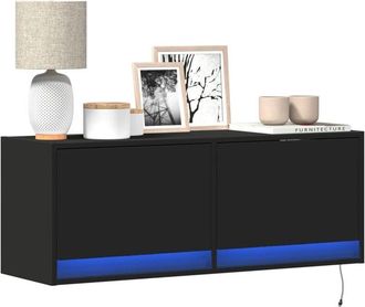 vidaXL Vidaxl - Meuble tv mural avec lumières led noir 100x31x35 cm