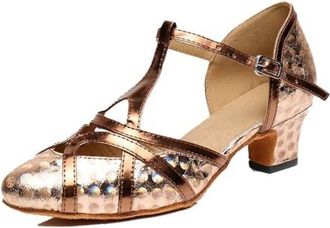 MGM-Joymod Chaussures de Danse pour Femme Bride en T Bout fermé Paillettes Synthétiques Soirée de Mariage Tango Salle de Bal Moderne Amérique Latine, Motif Flora