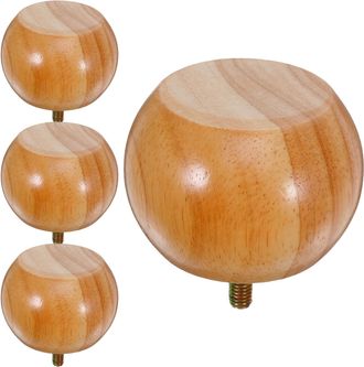 SOLUSTRE 4 St&uuml;ck Runde Holzm&ouml;belbeine 5cm Hoch Stabile Ersatzbeine aus Unbehandeltem Massivholz f&uuml;r Sofa Couchtisch Esszimmerstuhl und Kommode
