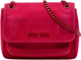 Miu Miu Sac bandouli&egrave;re Pre-owned en toile - Femme - Pre-owned - Rouge - Taille: ONE Size