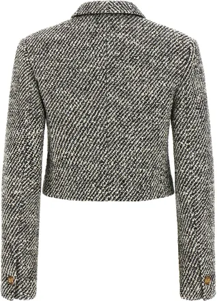Versace Womens Bicolor Virgin Wool Full-Length Jacket Clothing