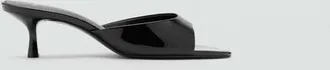 Mango Sandales lani&egrave;re talon kitten heel noir - Femme - 35 - MANGO
