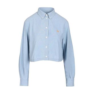 Maison Kitsun&eacute; Baby Fox Cropped Shirt - - Blouses & Shirts - Damen - Blau - S