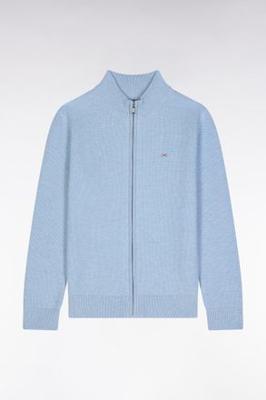 Eden Park Cardigan Zipp&eacute; En Coton Ciel Coupe Droite