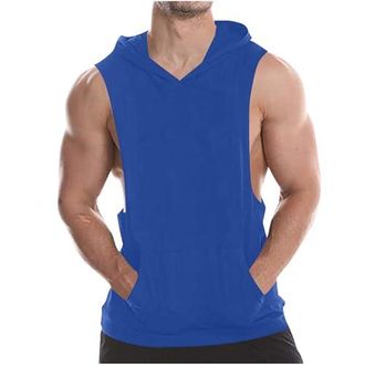 Generic Sweat &agrave; capuche sans manches d&eacute;contract&eacute; pour homme - Couleur unie - Extensible - Classique - Respirant - L&eacute;ger - Pour lentra&icirc;nement, la course &agrave; pied