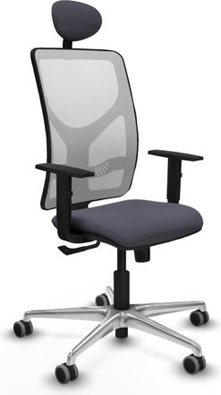 Piqueras y Crespo B&uuml;rostuhl mit 1D-Armlehnen und festem Kopfteil, ausgestattet mit 3 Positionen und Schneideschaum, mit Rollen von 65 mm, Parkett, Wei&szlig;/Dunkelgrau