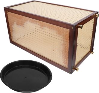 SOLUSTRE Quadratischer Schirmst&auml;nder Bambus mit Innenhaken Gro&szlig;er Regenschirm und Gehstockhalter im Eingangsbereich Freistehender Organizer f&uuml;r Senioren und &Ouml;f