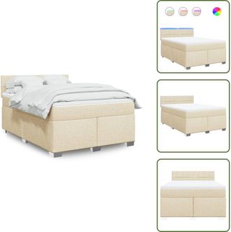 vidaXL Boxspringbett mit Matratze Creme 140x200 cm Stoff - Boxspringbett - Boxspringbetten - Bett - Bettgestell