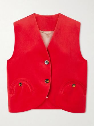 Blaz&eacute; Milano Gilet En Velours De Coton Et De Lin M&eacute;lang&eacute;s Jealousy Gliss - Rouge