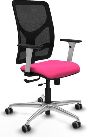 Piqueras y Crespo Schreibtischstuhl mit wei&szlig;en und schwarzen Armlehnen, h&ouml;henverstellbare Lendenwirbelst&uuml;tze, ausgestattet mit Syncro/Traslack und Schneideschaum. Schwa