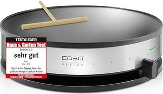Caso CM 1300 - Cr&ecirc;pes Maker, Testsieger Haus & Garten Test, Antihaft-Beschichtung, Schieberegler, inkl. Teigverteiler und Cr&ecirc;pes-Wender aus Holz, Schwarz, 
