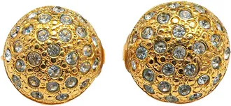 Chanel Ohrringe - Gold Plated and Rhinestones Round Clip On Earrings - Gr. unisize - in Gold - für Damen
