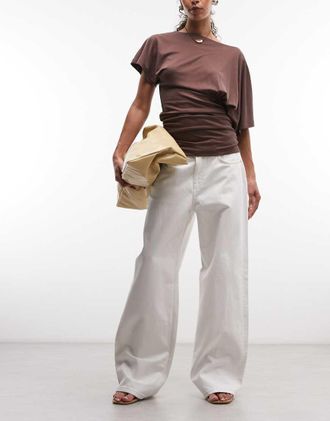 Weekday Missy - Jean ample &agrave; taille basse - Blanc cass&eacute;