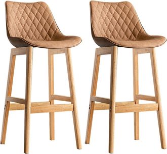 Generic Barhocker, Tresenst&uuml;hle aus Kunstleder im Landhausstil, K&uuml;chenbarhocker mit Holzbeinen und Fu&szlig;st&uuml;tze, Tragkraft 150 kg