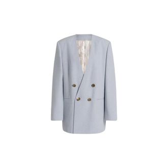 Alberta Ferretti Femme, Vestes, Bleu, Taille: 40 FR Veste crois&eacute;e en tweed