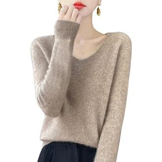 Generic Pull Femme Hiver Pull en Pure Laine M&eacute;rinos pour Femme Col V Manches Longues L&eacute;ger Pr&ecirc;t-&Agrave;-Porter Maille sans Coutures Cachemire Id&eacute;al pour La Superpos