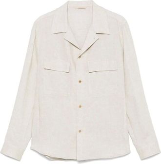 BRIGLIA 1949 Homme, Chemises, Beige, Taille: XL Linen Shirt