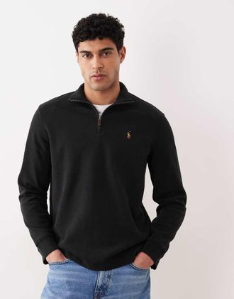 Polo Ralph Lauren Pullover in Schwarz mit Pony-Logo und kurzem Rei&szlig;verschluss