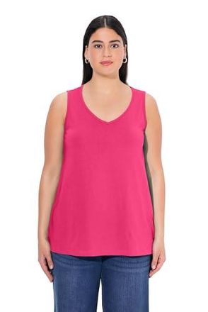 Ulla Popken T-Shirt Classique sans Manches pour Femme avec col en V, Rose Magenta, 58-60