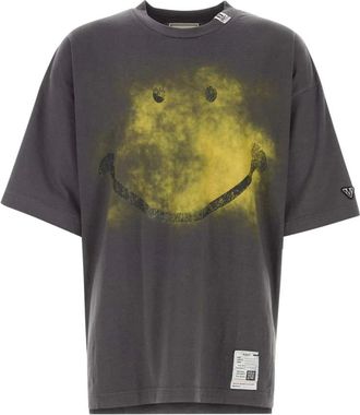 Miharayasuhiro Mihara Yasuhiro, Homme, Tops, Noir, Taille: S Smily Face Printed Ringer T-shirt