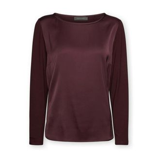 Elena Miro Zweifarbige Viskose-T-Shirt - - Tops - Damen - Rot - XS