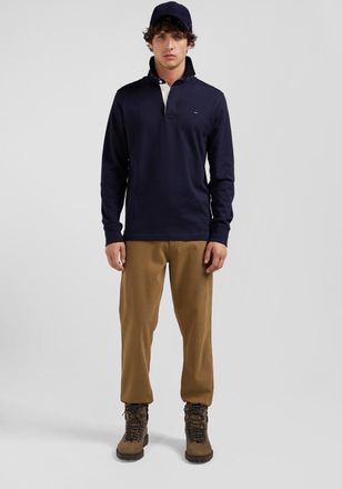 Eden Park Maillot Manches Longues En Coton Pima Bleu Marine Coupe Regular