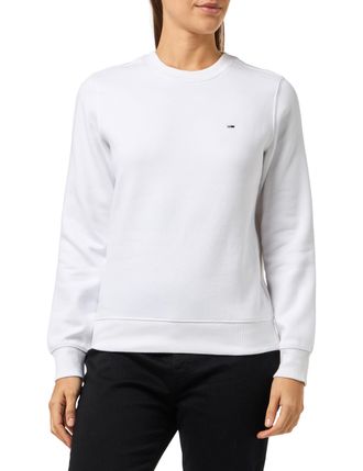 Tommy Jeans Damen Pullover Crew Neck Rundhalsausschnitt, Wei&szlig; (White), XS