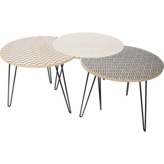The Home Deco Factory The Home Deco Factory - Table gigogne pieds fils (Lot de 3) Beige et noir